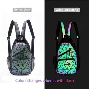 Bags | Geometric Backpack Luminous Holographic Purse Color Changes ...